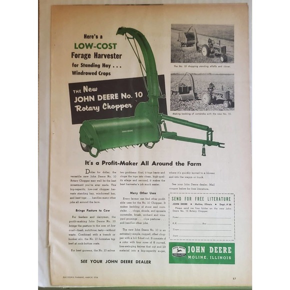 John Deere | Other | 956 John Deere Number 1 Rotary Chopper Magazine Ad ...